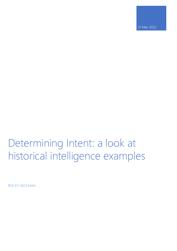 (PDF) Determining Intent: a look at historical intelligence examples