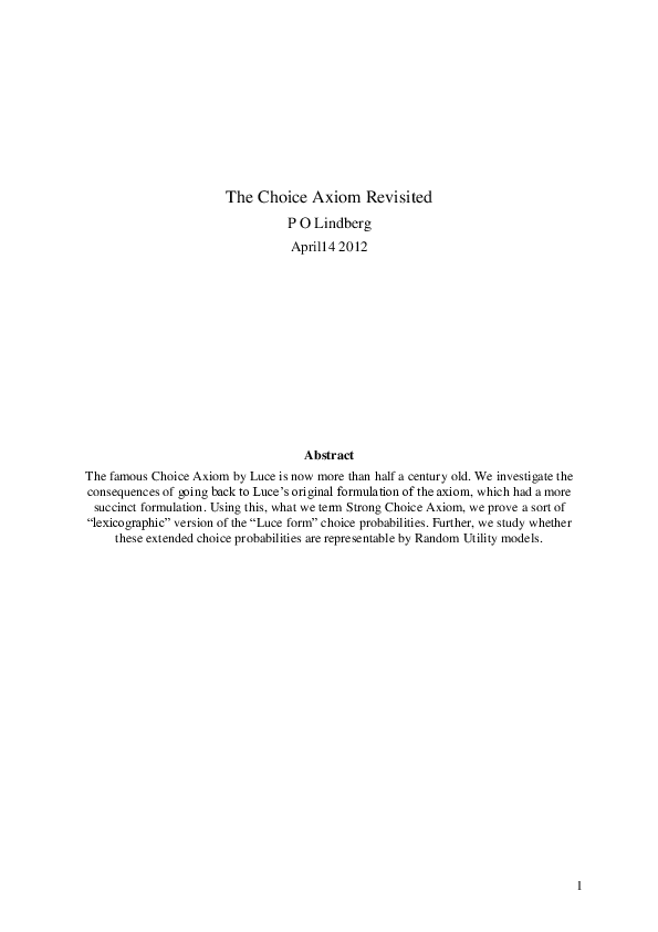 (PDF) The Choice Axiom Revisited