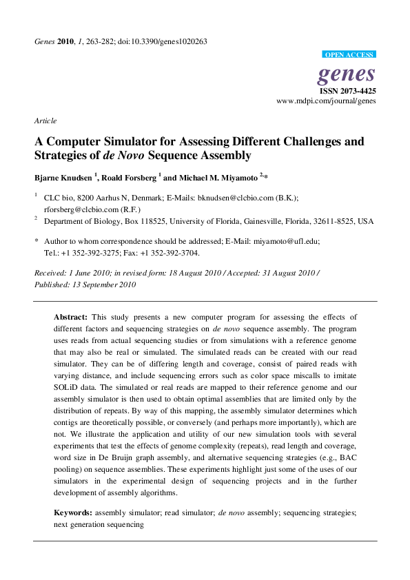 (PDF) Simulator for De Novo Sequence Assembly Strategies and Challenges