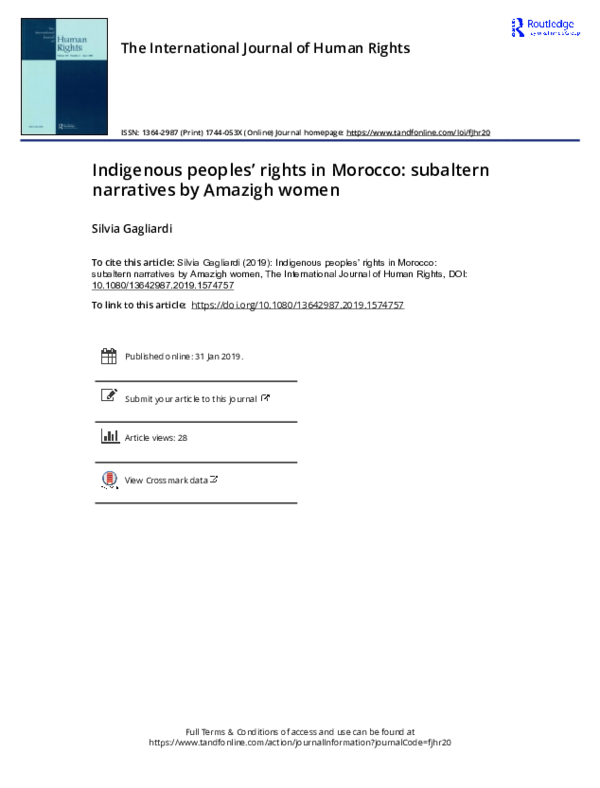 (PDF) Indigenous peoples’ rights in Morocco: subaltern narratives by ...