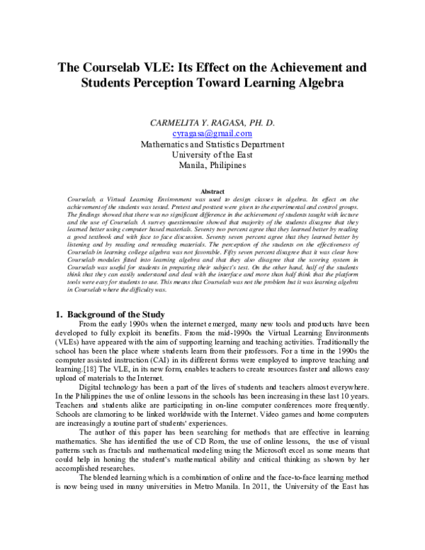 (PDF) The Courselab VLE: Its Effect on the Achievement and Students ...