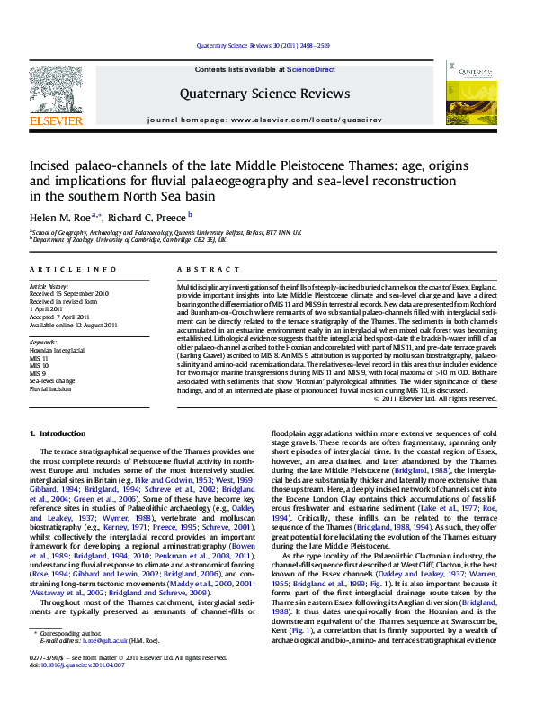 (PDF) Incised palaeo-channels of the late Middle Pleistocene Thames ...