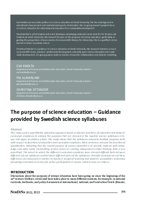 (PDF) The purpose of science education