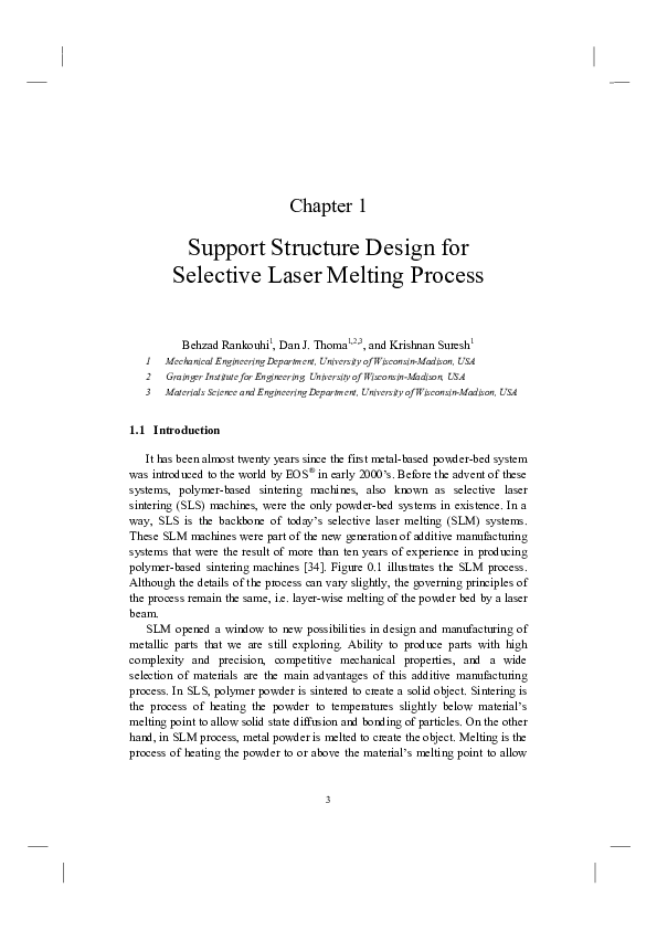 (PDF) Support Structure Design for Selective Laser Melting Process