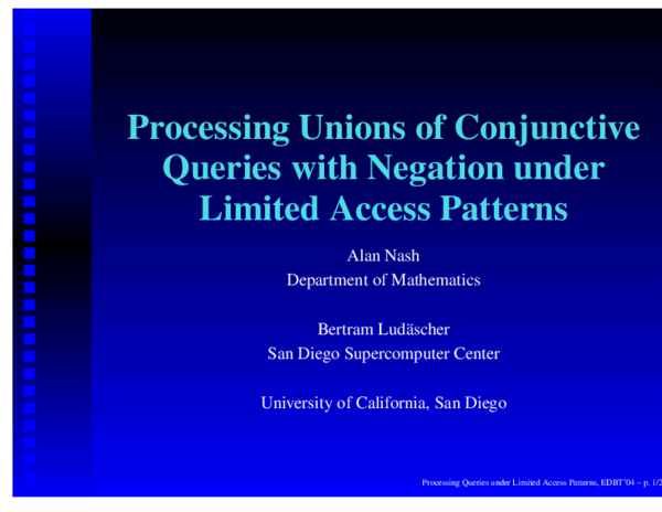 (PDF) Processing UCQs with Negation under Constraints