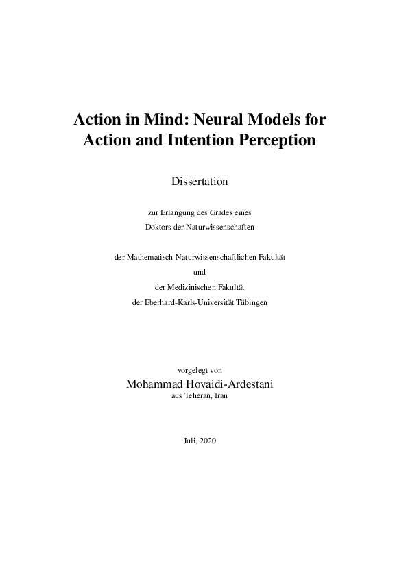 (PDF) Action in Mind: Neural Models for Action and Intention Perception