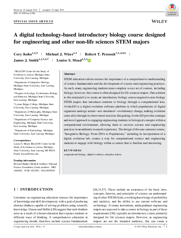 (PDF) A digital technology-based introductory biology course designed ...