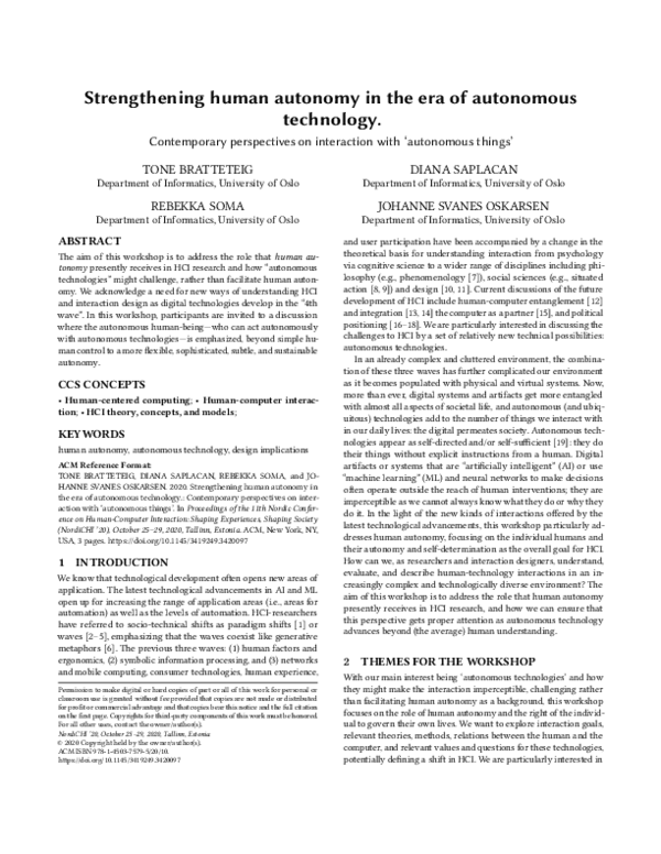(PDF) Strengthening human autonomy in the era of autonomous technology