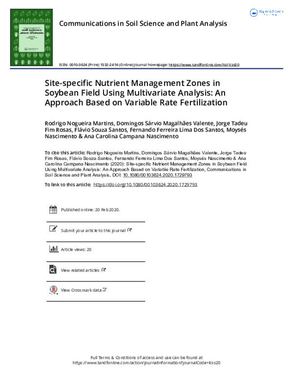 (PDF) Site-specific Nutrient Management Zones in Soybean Field Using ...
