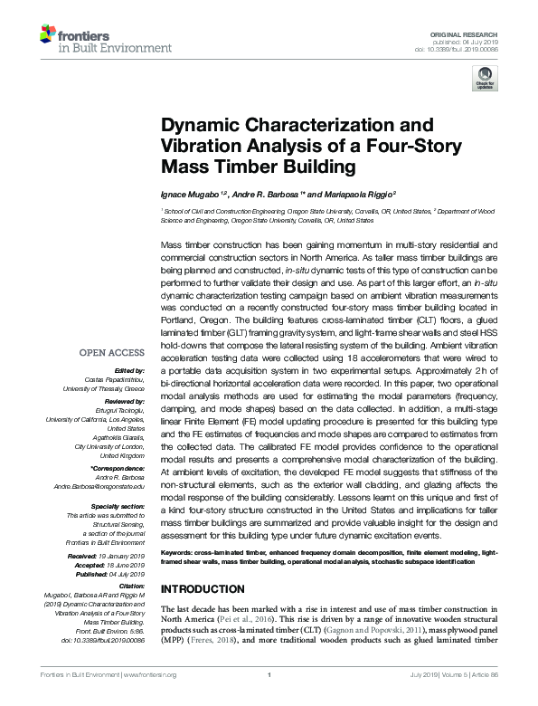 (PDF) Dynamic Characterization and Vibration Analysis of a Four-Story ...