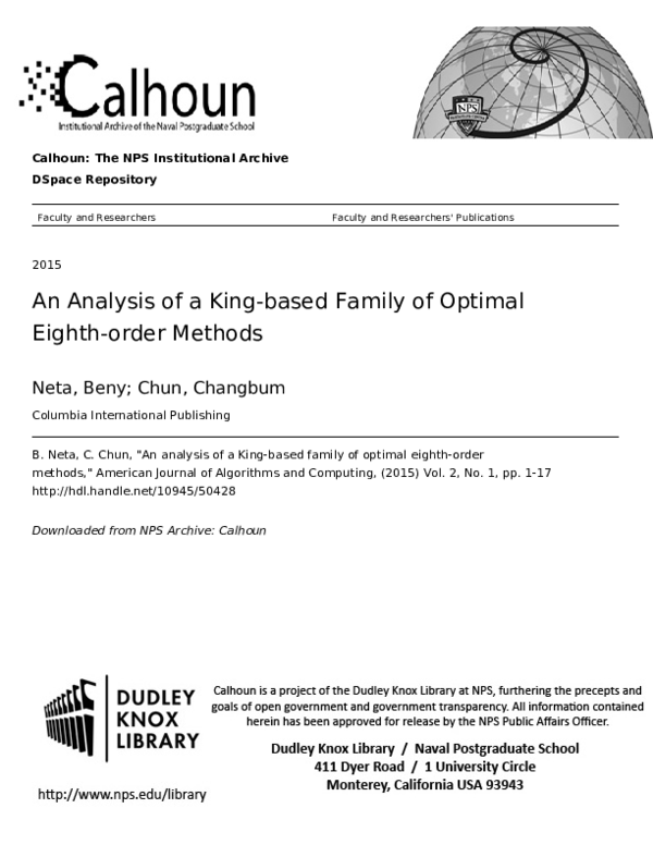(PDF) An Analysis of a King-based Family of Optimal Eighth-order Methods