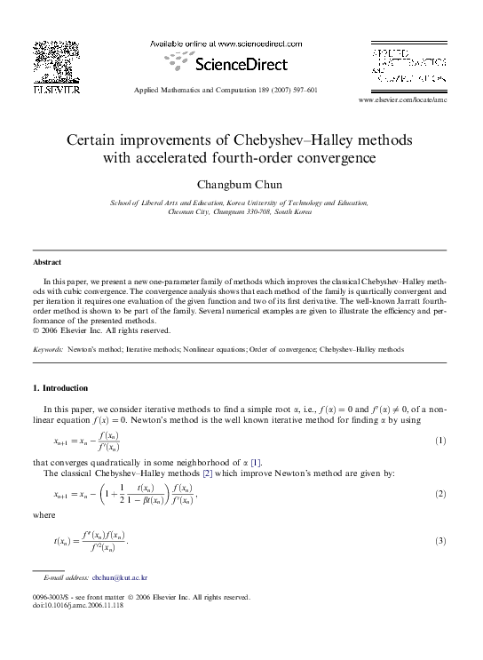Pdf Certain Improvements Of Chebyshevhalley Methods With Accelerated