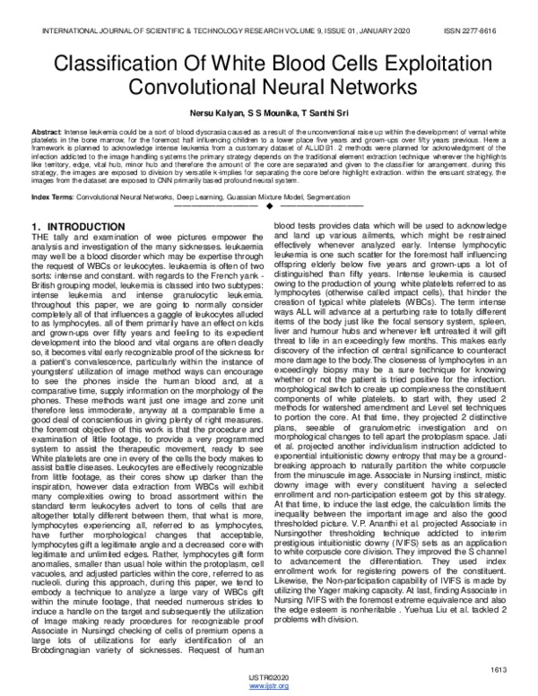 (PDF) Classification Of White Blood Cells Exploitation Convolutional Neural Networks