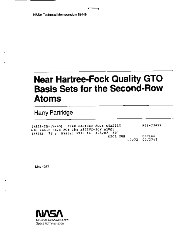 (PDF) Near Hartree–Fock quality GTO basis sets for the second‐row atoms