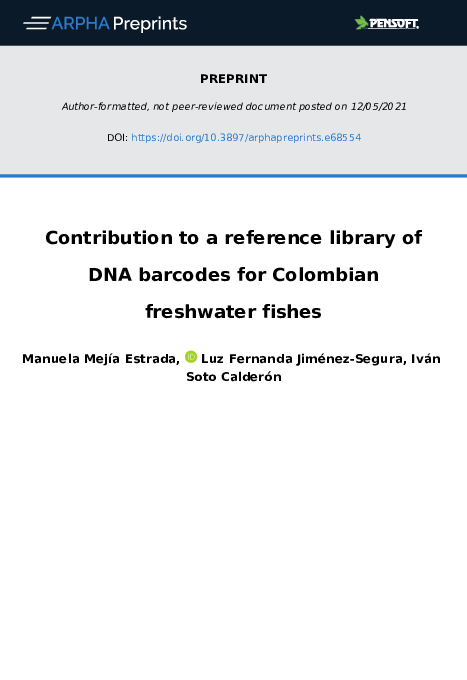 (PDF) Contribution to a reference library of DNA barcodes for Colombian ...