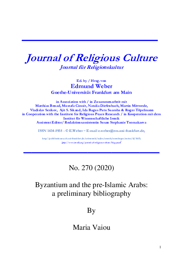 (PDF) Byzantium and the pre-Islamic Arabs: a preliminary bibliography
