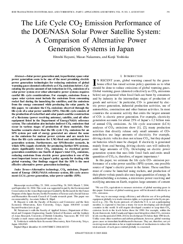 (PDF) The Life Cycle CO $_2$ Emission Performance of the DOE/NASA Solar ...