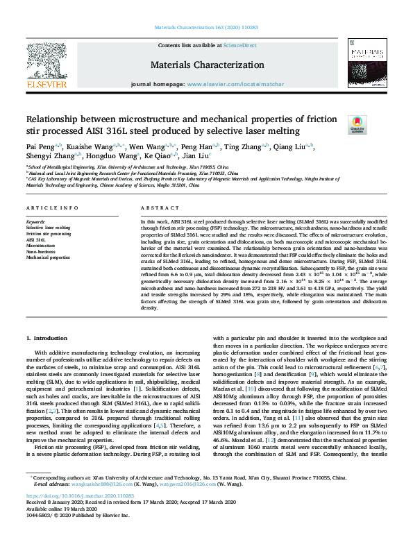 (PDF) Relationship between microstructure and mechanical properties of ...