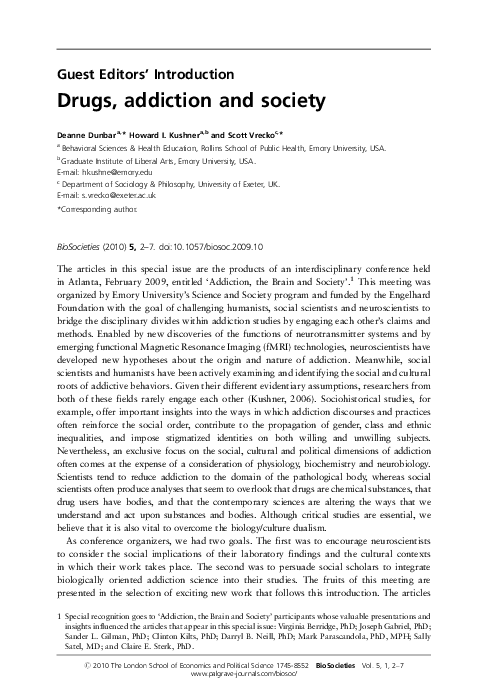(PDF) Drugs, addiction and society