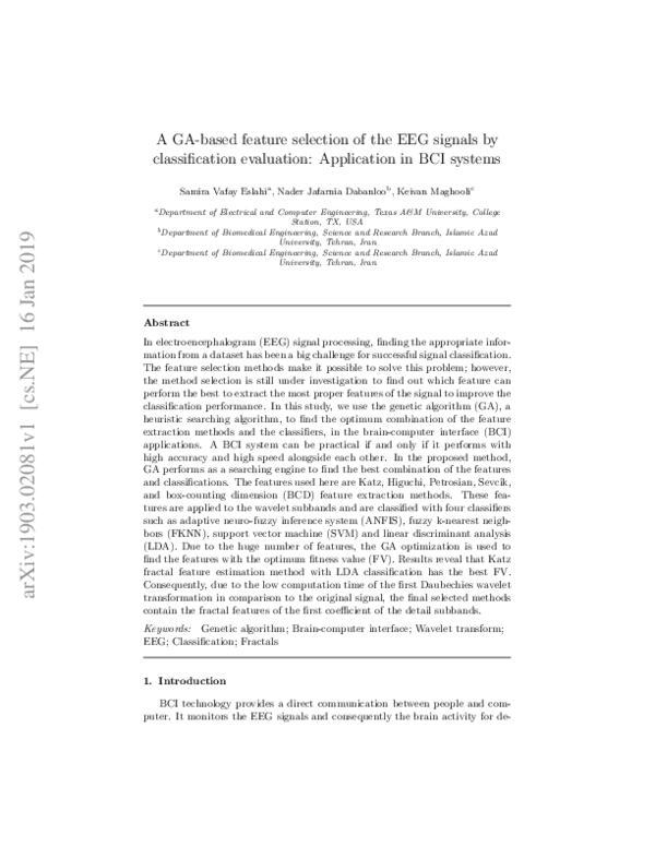 (PDF) A GA-based feature selection of the EEG signals by classification ... (PDF) A GA-based feature selection of the EEG signals by classification ...