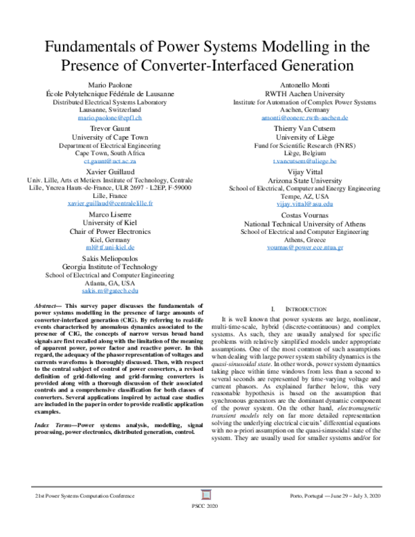 (PDF) Fundamentals of power systems modelling in the presence of ...