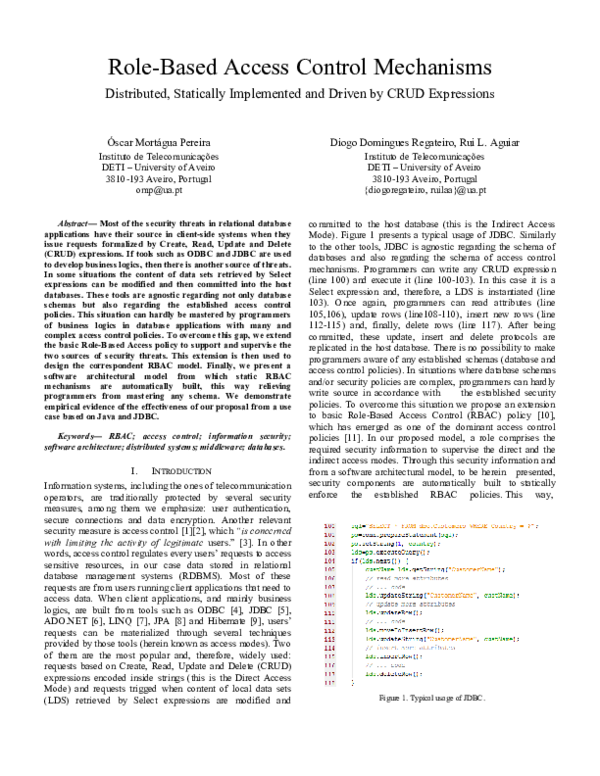 (PDF) Role-Based Access control mechanisms