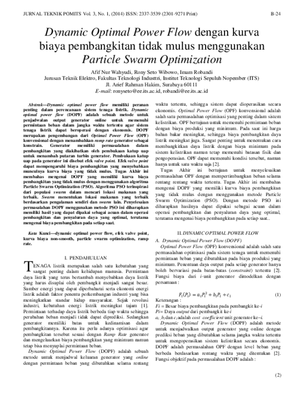 (PDF) Dynamic Optimal Power Flow (DOPF) Dengan Kurva Biaya Pembangkitan Yang Tidak Mulus ...
