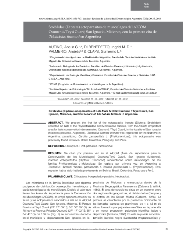 (PDF) Streblidae (Diptera) ectoparasites of bats from AICOM Osununú ...