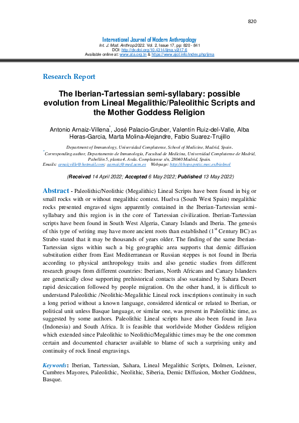 (PDF) The Iberian-Tartessian semi-syllabary: possible evolution from ...