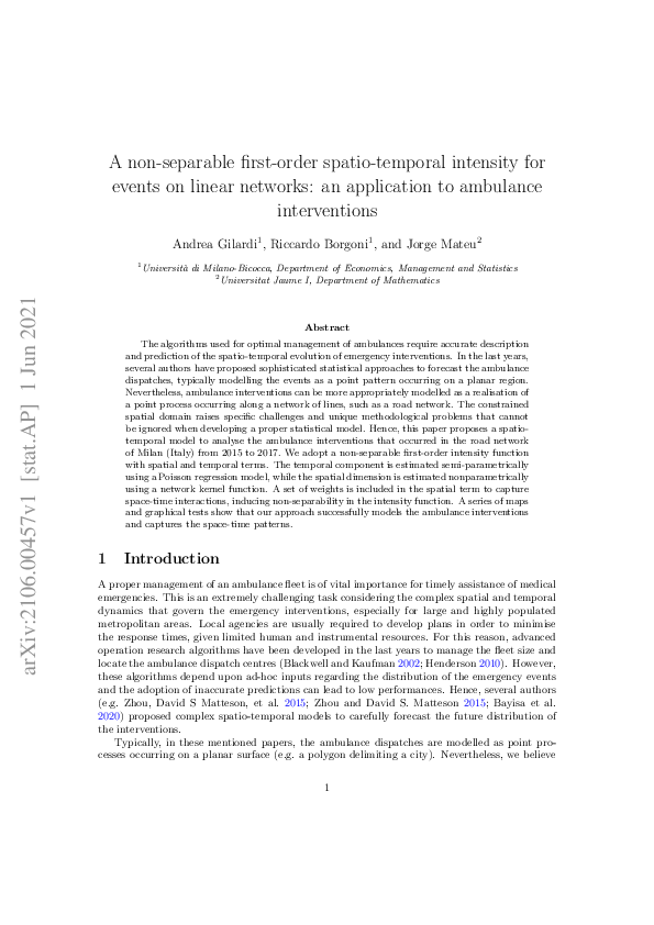 (PDF) A non-separable first-order spatio-temporal intensity for events ...