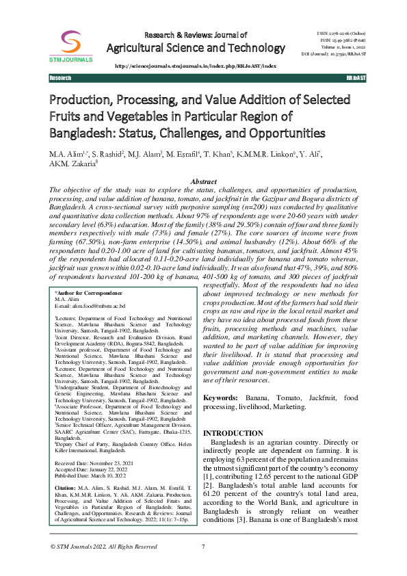 (PDF) Production, Processing, and Value Addition of Selected Fruits and ...