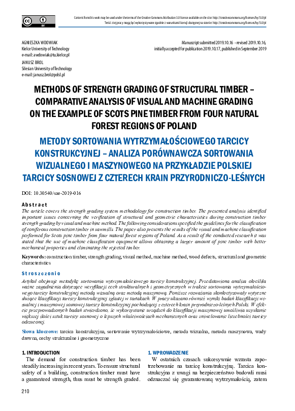 (PDF) Methods of Strength Grading of Structural Timber – Comparative ...