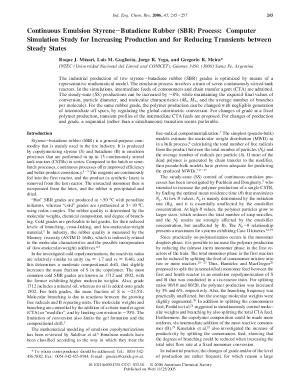 (PDF) Continuous Emulsion Styrene−Butadiene Rubber (SBR) Process ...