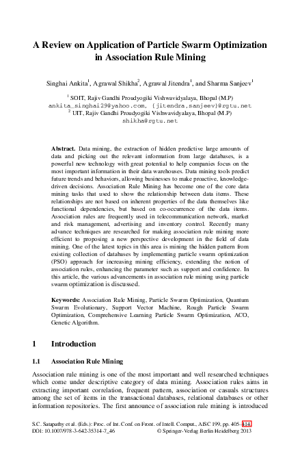Pdf A Review On Application Of Particle Swarm Optimization In
