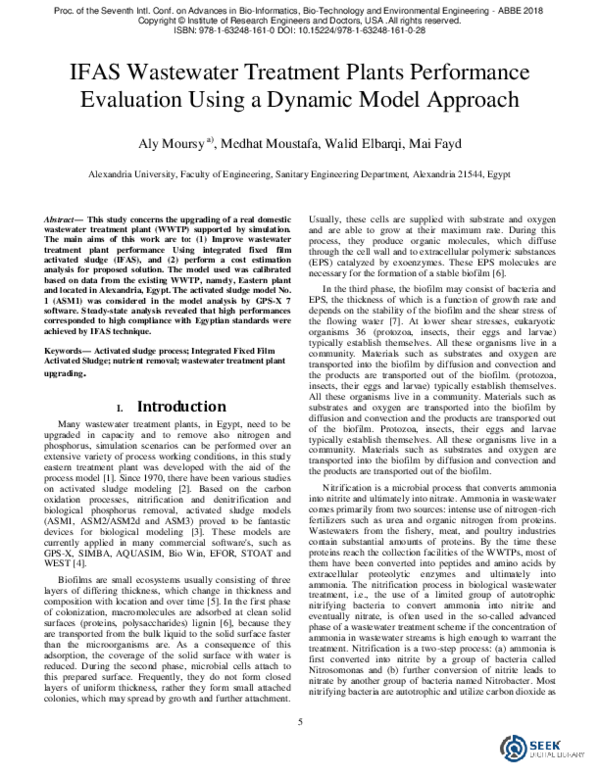 (PDF) IFAS Wastewater Treatment Plants Performance Evaluation Using a ...