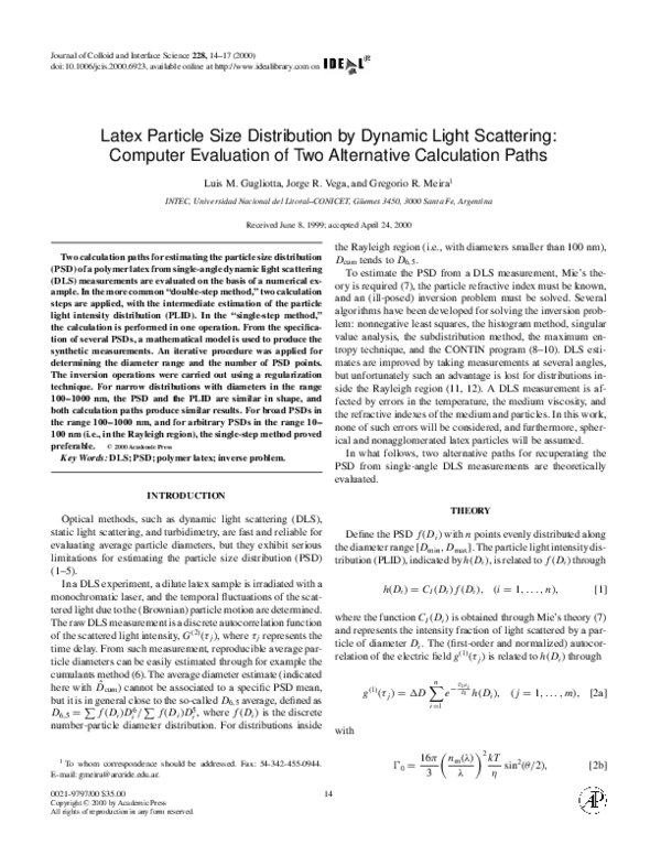PDF Latex Particle Size Distribution By Dynamic Light Scattering pdf-latex-particle-size-distribution-by-dynamic-light-scattering