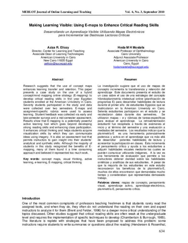 (PDF) Making Learning Visible: Using E-maps to Enhance Critical Reading ...