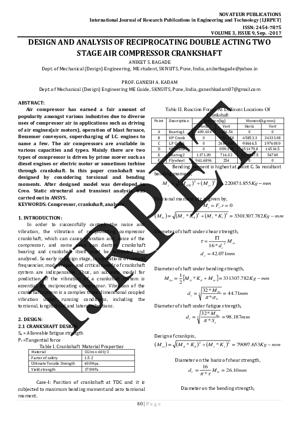 (PDF) Design And Analysis Of Reciprocating Double Acting Two Stage Air ...