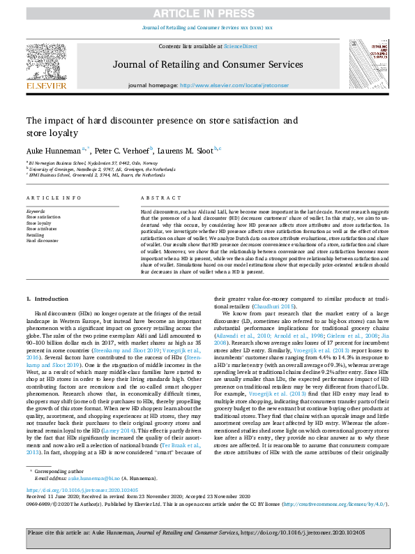 (PDF) The impact of hard discounter presence on store satisfaction and ...