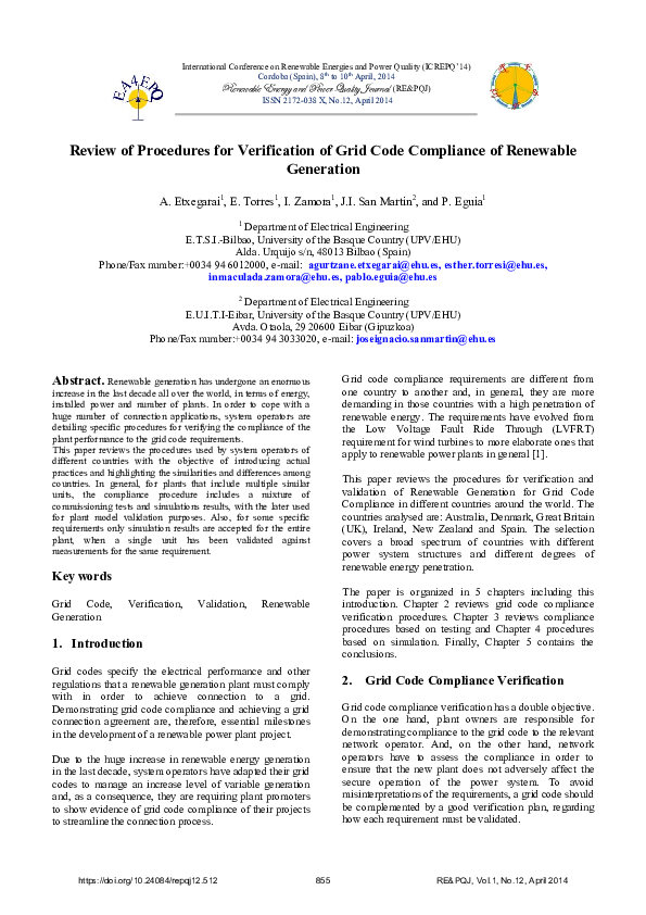 (PDF) Review of Procedures for Verification of Grid Code Compliance of ...