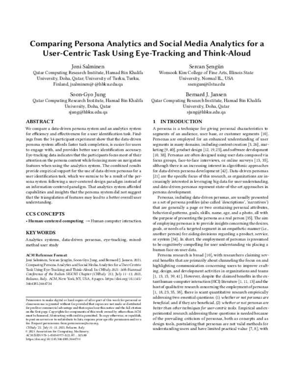 (PDF) Comparing Persona Analytics and Social Media Analytics for a User ...
