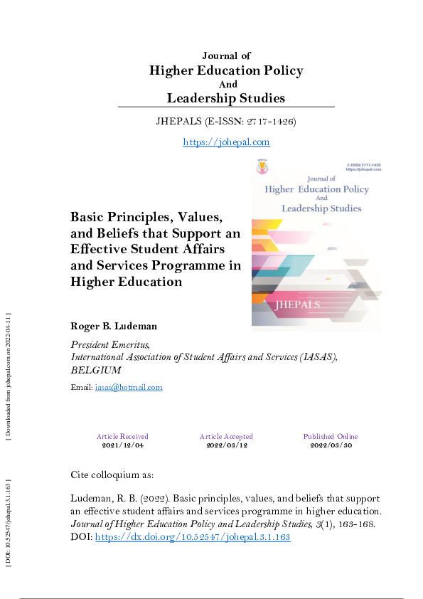 (PDF) Basic Principles, Values, and Beliefs that Support an Effective ...