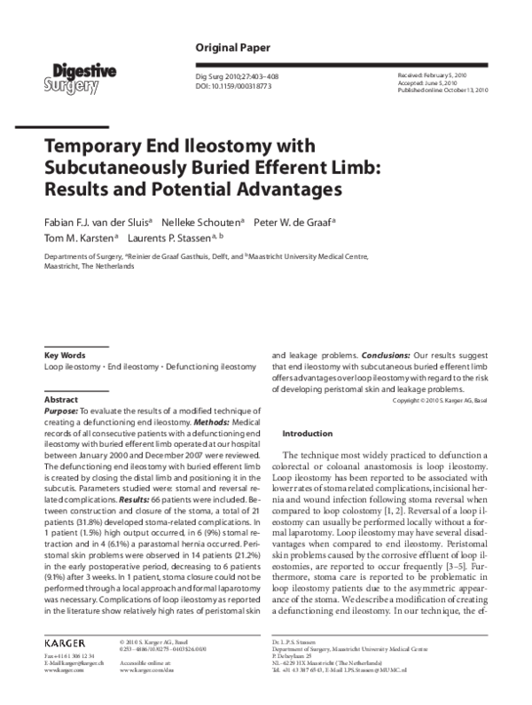 (PDF) Temporary End Ileostomy with Subcutaneously Buried Efferent Limb ...