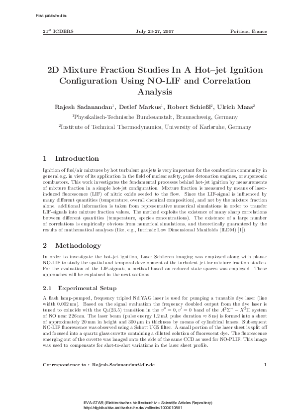 (PDF) 2D Mixture Fraction Studies in a Hot-Jet Ignition Configuration Using NO-LIF and ...