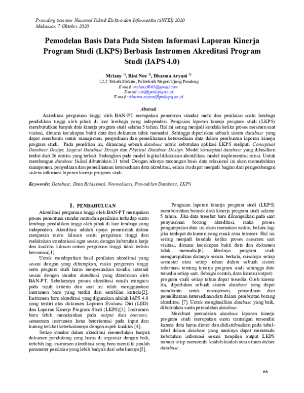(PDF) Pemodelan Basis Data Pada Sistem Informasi Laporan Kinerja Program Studi (LKPS) Berbasis ...