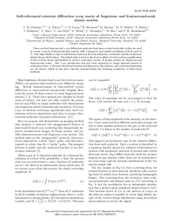 (PDF) Self-Referenced Coherent Diffraction X-Ray Movie of Ångstrom- and ...