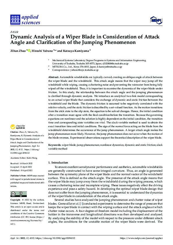 (PDF) Dynamic Analysis of a Wiper Blade in Consideration of Attack ...