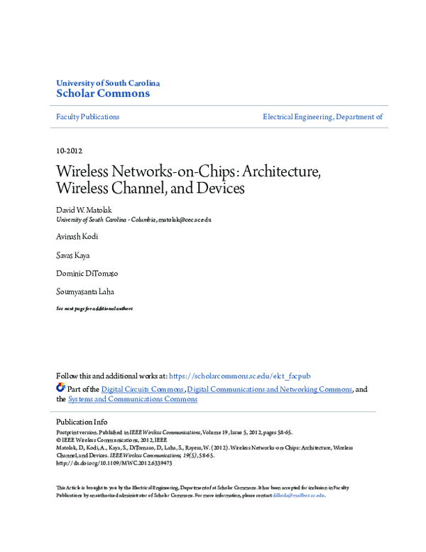 (PDF) Wireless networks-on-chips: architecture, wireless channel, and ...