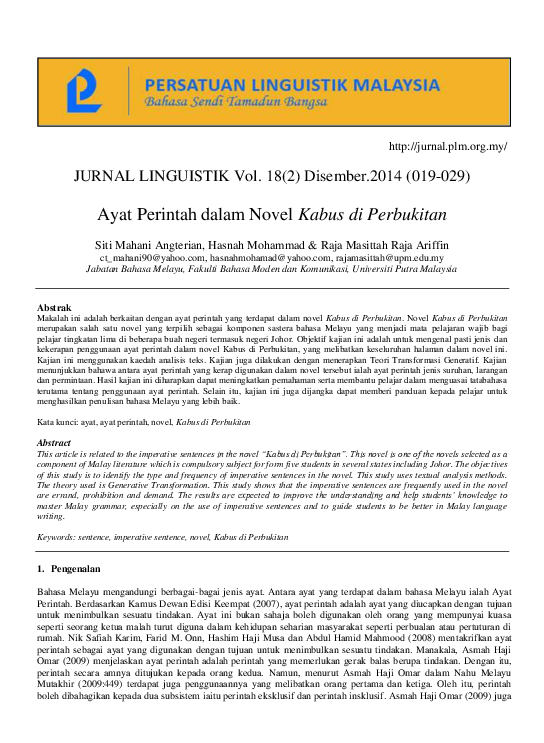 (PDF) Ayat perintah dalam novel Kabus di Perbukitan