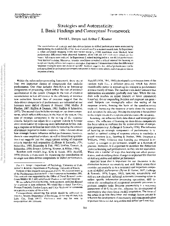 (PDF) Strategies and automaticity: I. Basic findings and conceptual ...